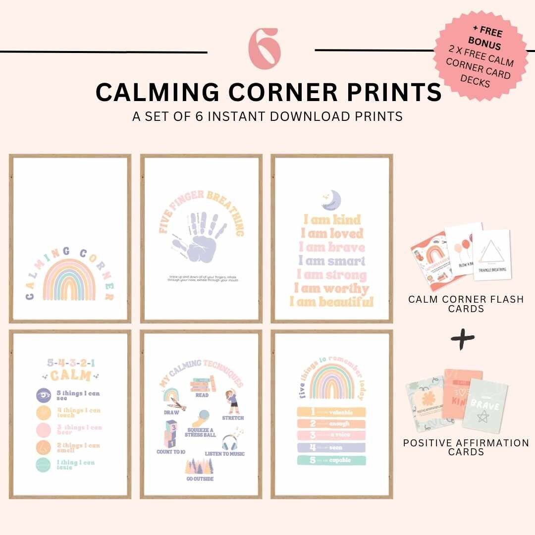 6 Calming Corner Posters, Calm Down Skills, Classroom Boho Calm Down ...