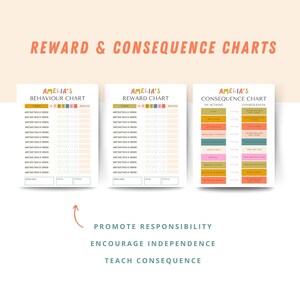 Editable Chore Chart and Consequence Chart Bundle, Reward Chart for ...