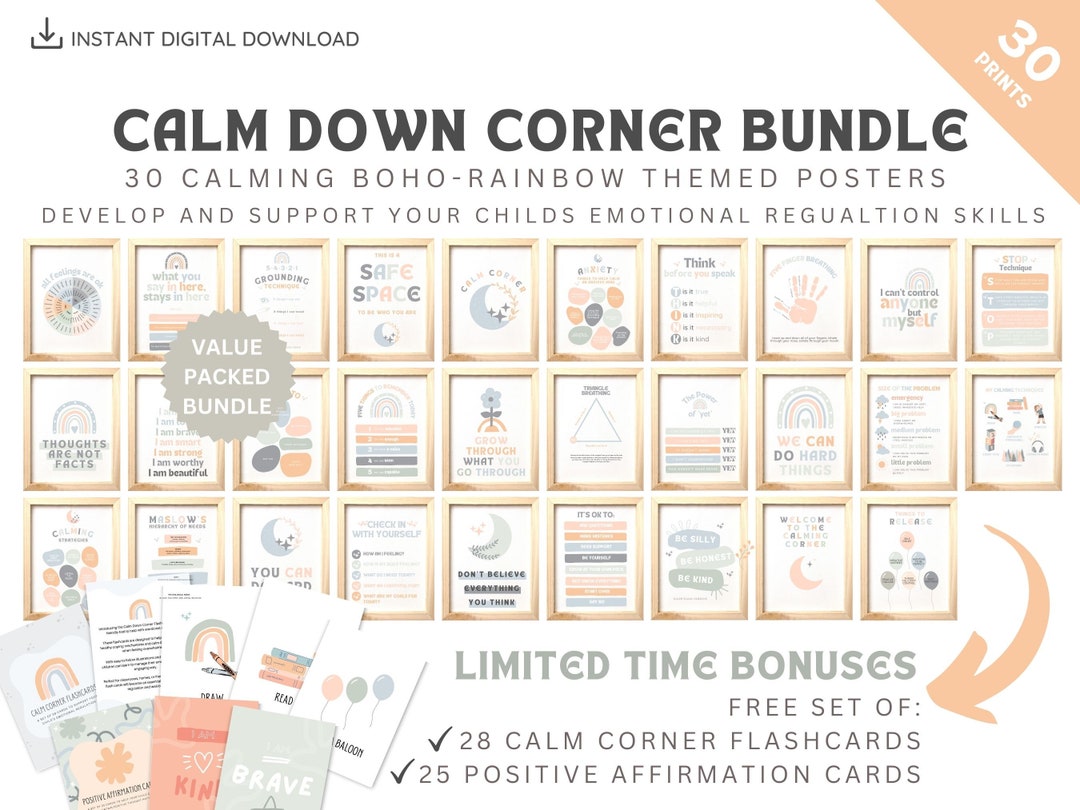 30 Calming Corner Classroom Boho Calm Down Printable Decor Wall Art ...
