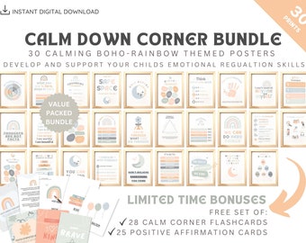 24 Calming Corner Classroom Retro Calm Down Printable Decor Wall Art ...