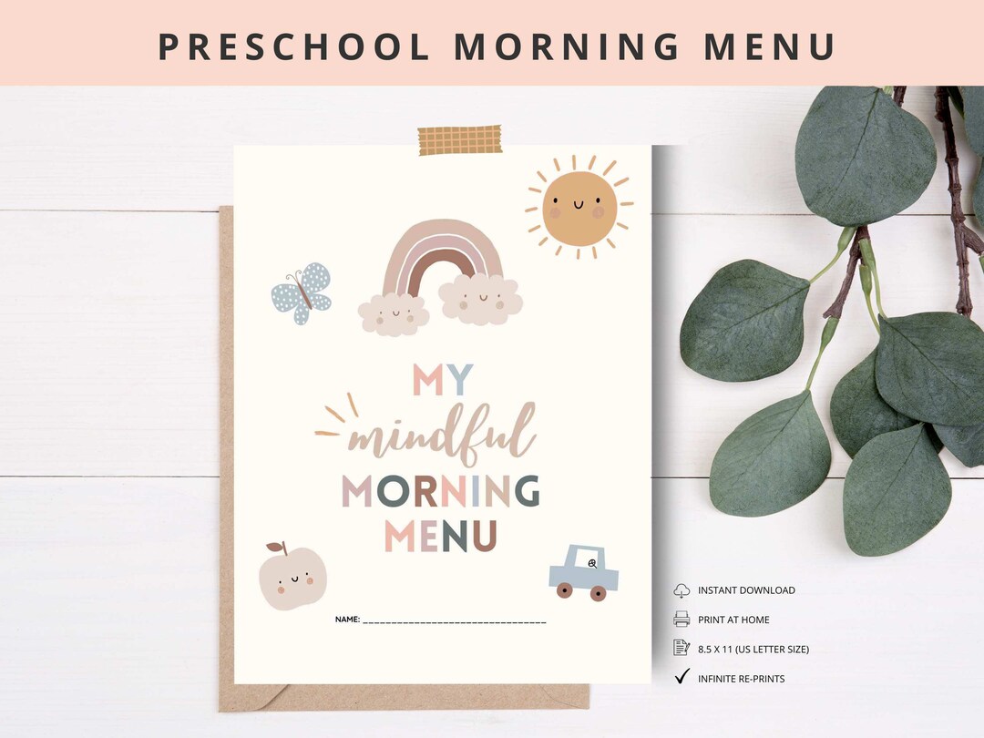 Preschool Morning Menu Printable, Homeschool Preschool, Preschool ...
