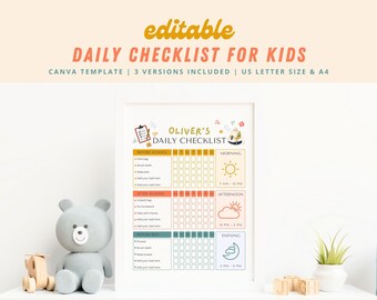 Kids Daily School Checklist, Responsibility Chart, Kids to Do List ...