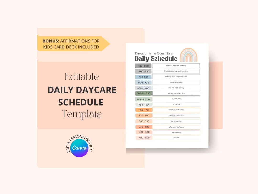 Daily Daycare Schedule, Daycare Forms, Daycare Provider, Home Daycare ...