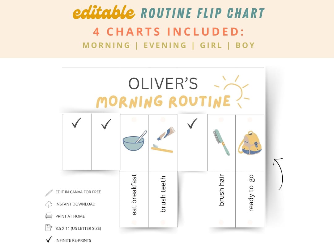 Toddler Routine Flip Chart | Morning & Evening Routine Flip Chart ...