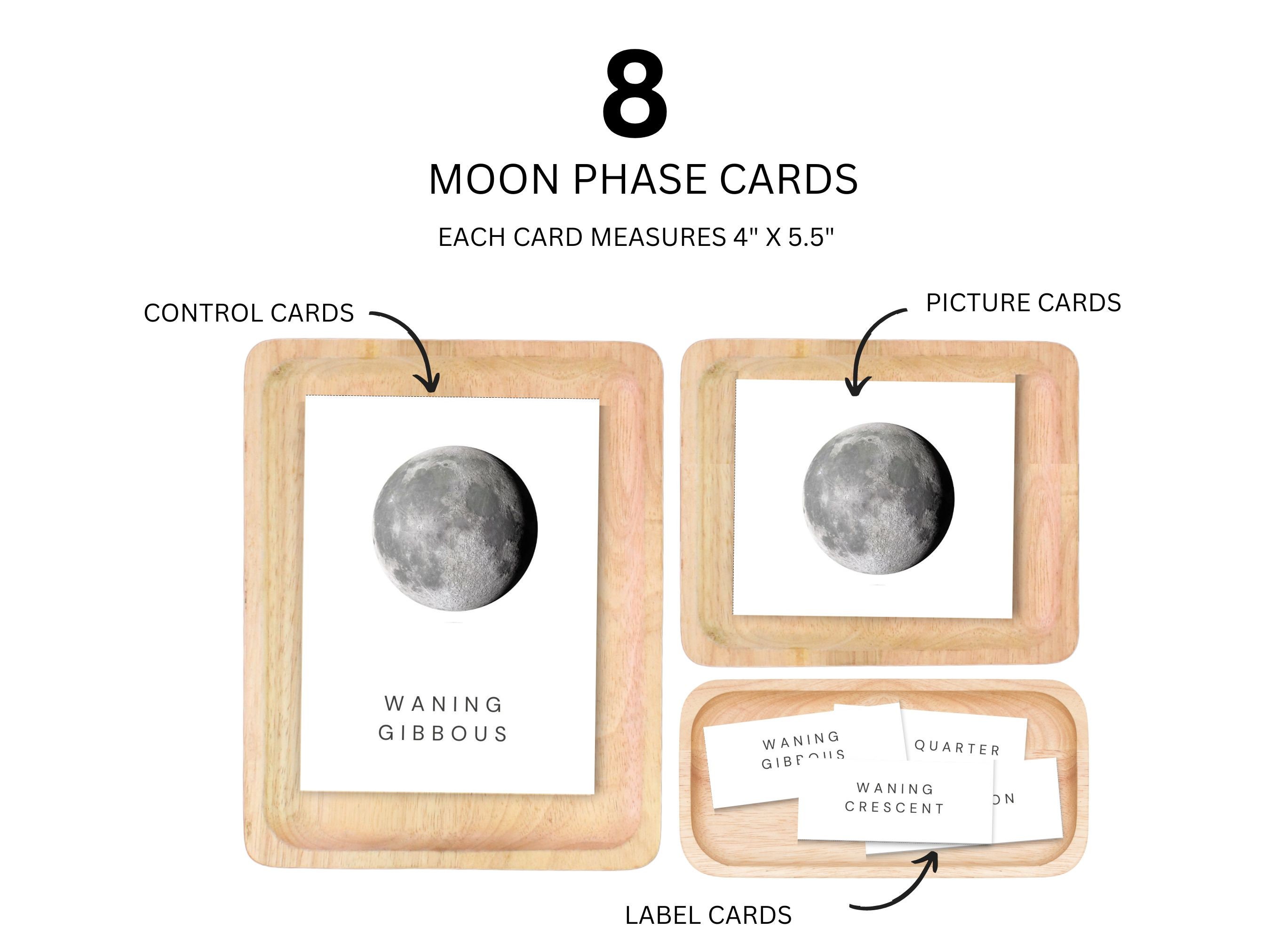 Montessori Moon Phases Cards, Montessori at Home, Lunar Cycle ...
