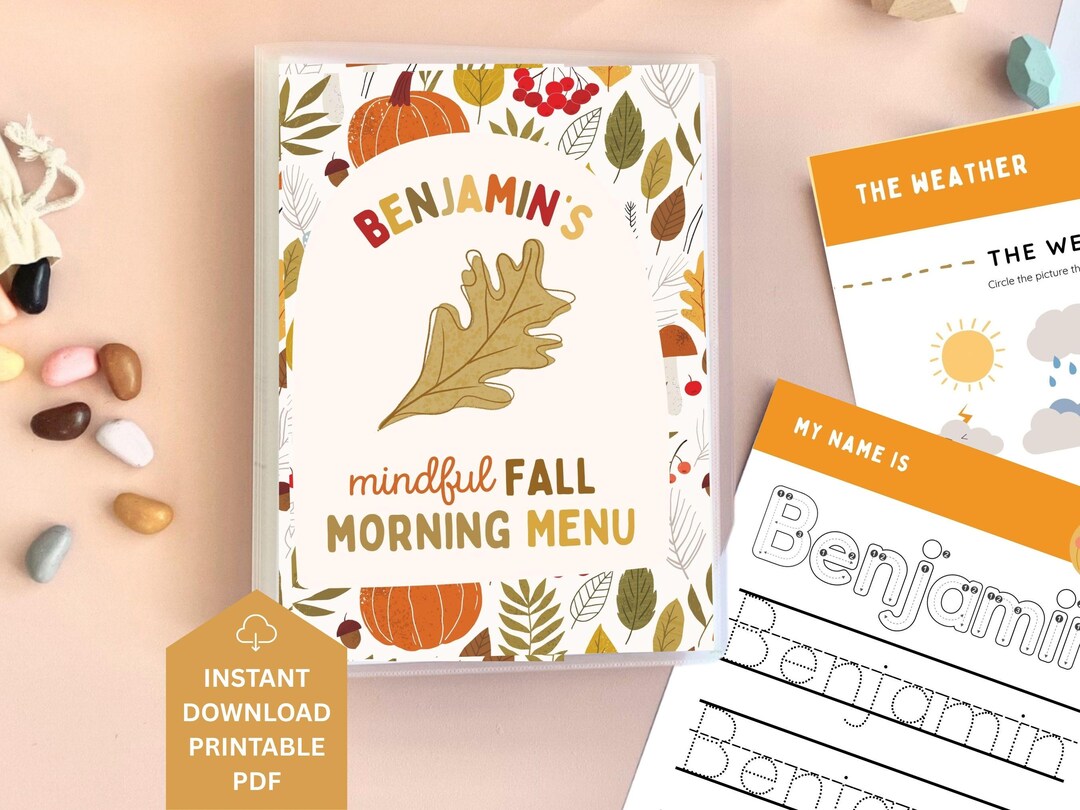 Custom Fall Autumn Morning Menu, Preschool Morning Menu Printable ...
