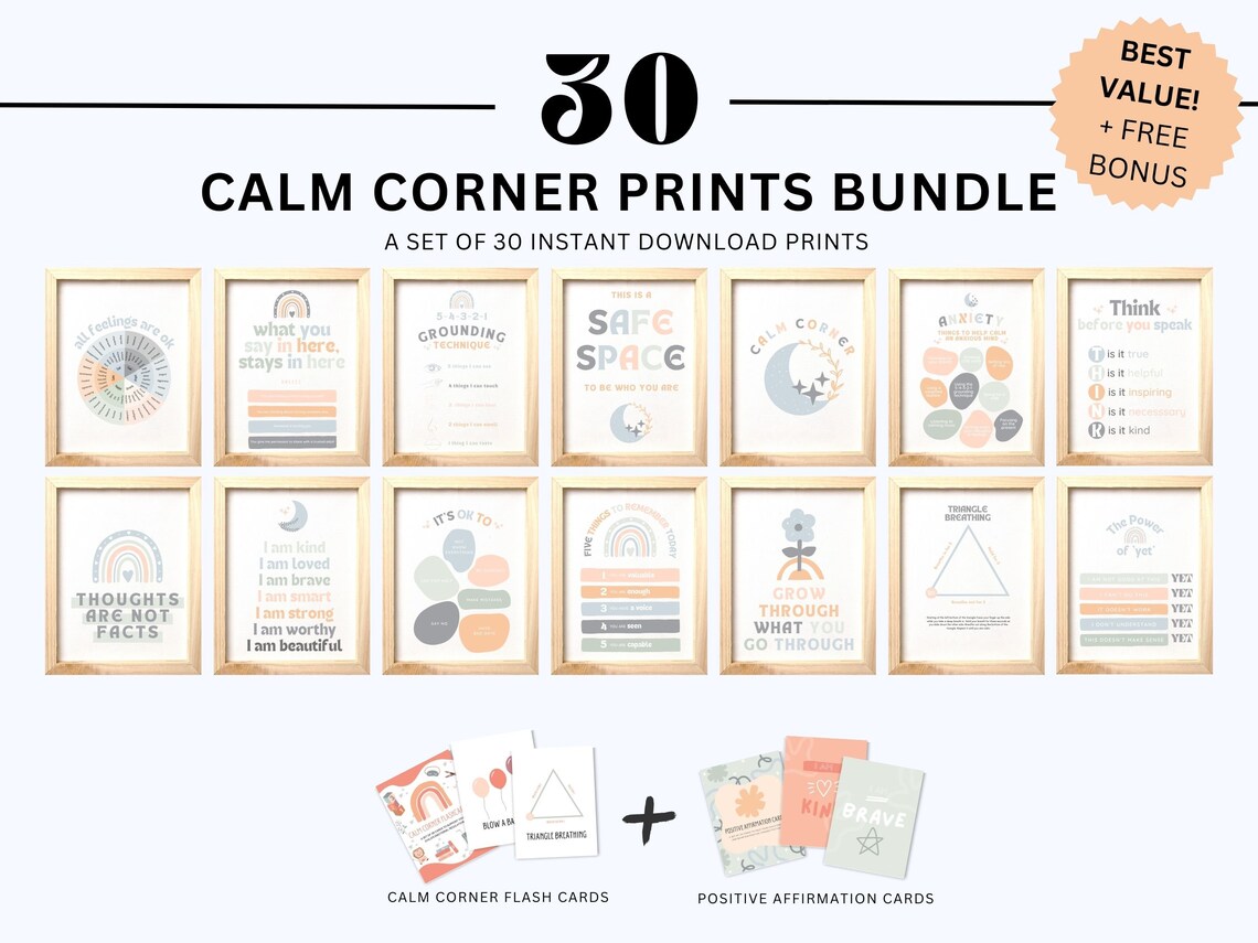 Calm Down Corner Kit for Kids, Printable Emotional Regulation for ...