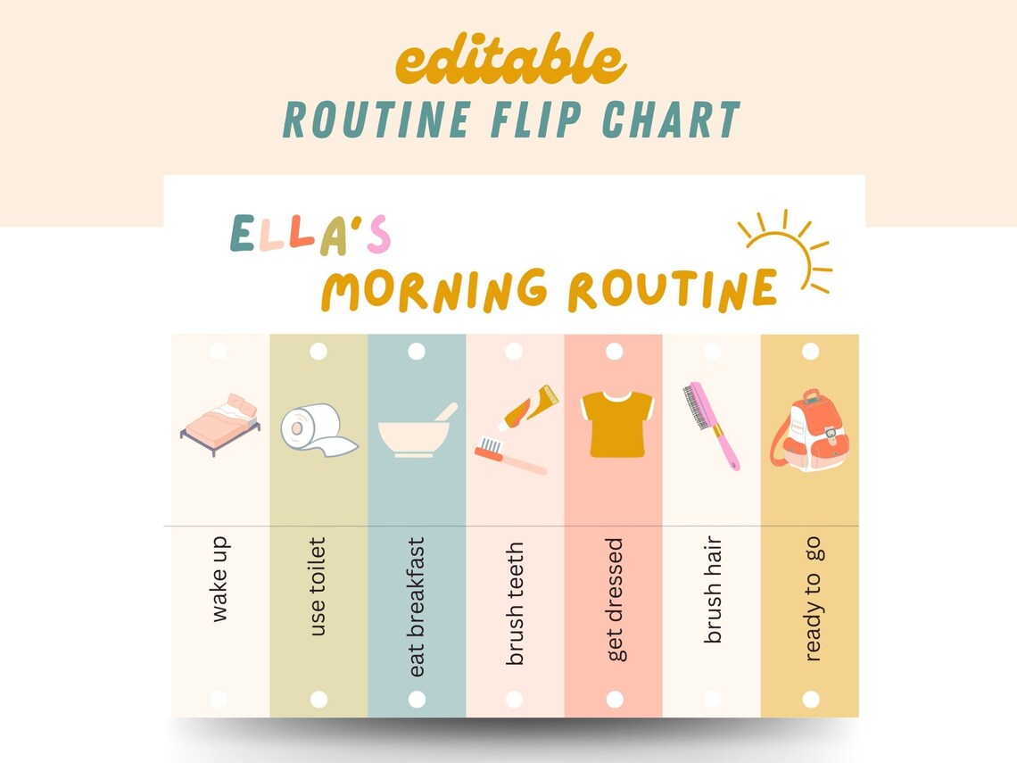 Morning & Evening Routine Flip Chart, Toddler Routine Flip Chart, Kids ...