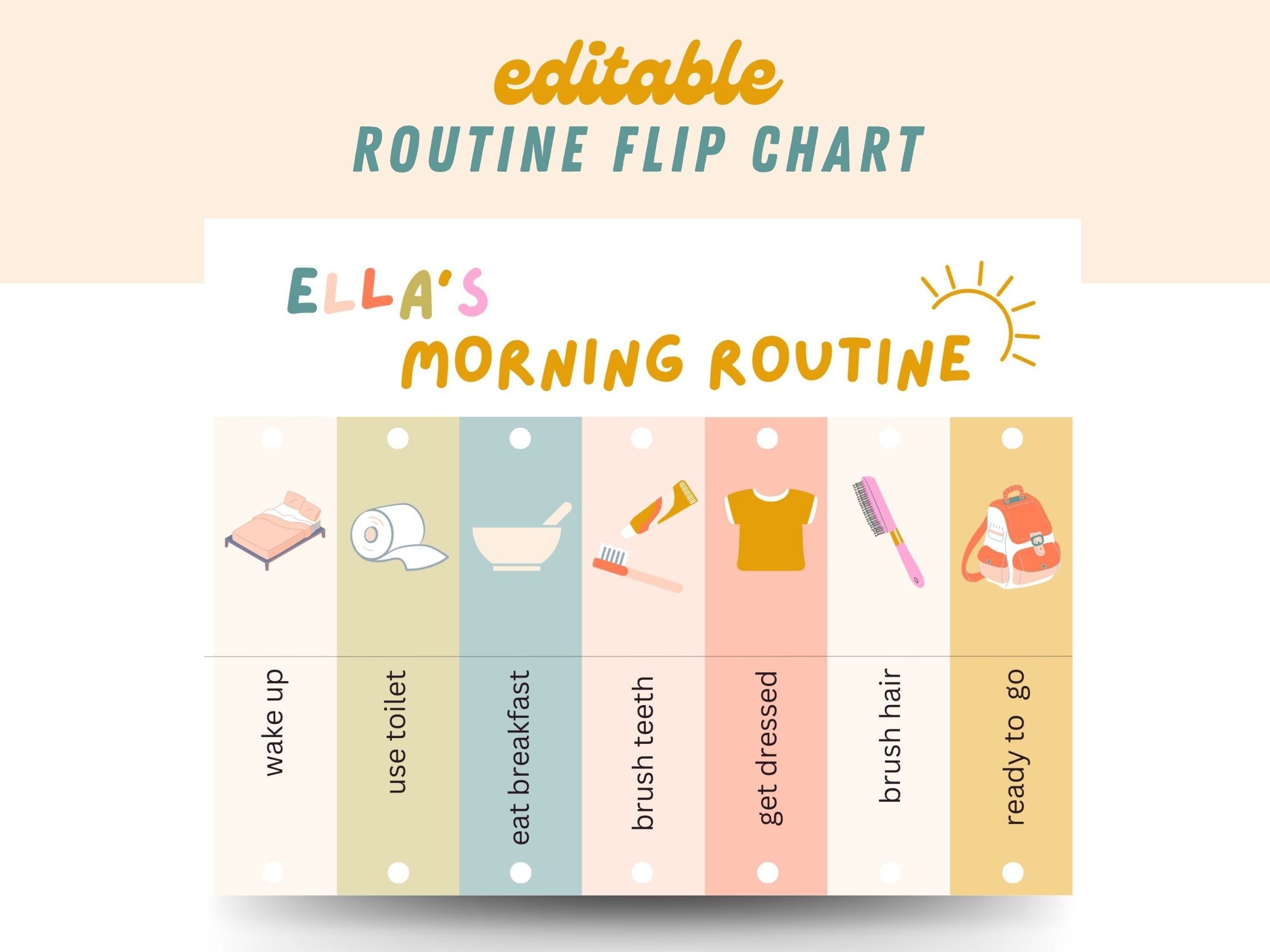 Morning & Evening Routine Flip Chart, Toddler Routine Flip Chart, Kids ...