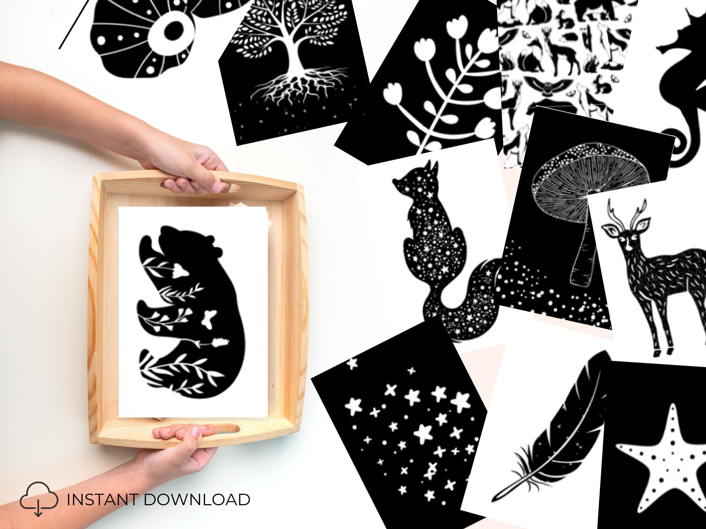 68 High Contrast Baby Cards Bundle Printable Montessori Black and White ...