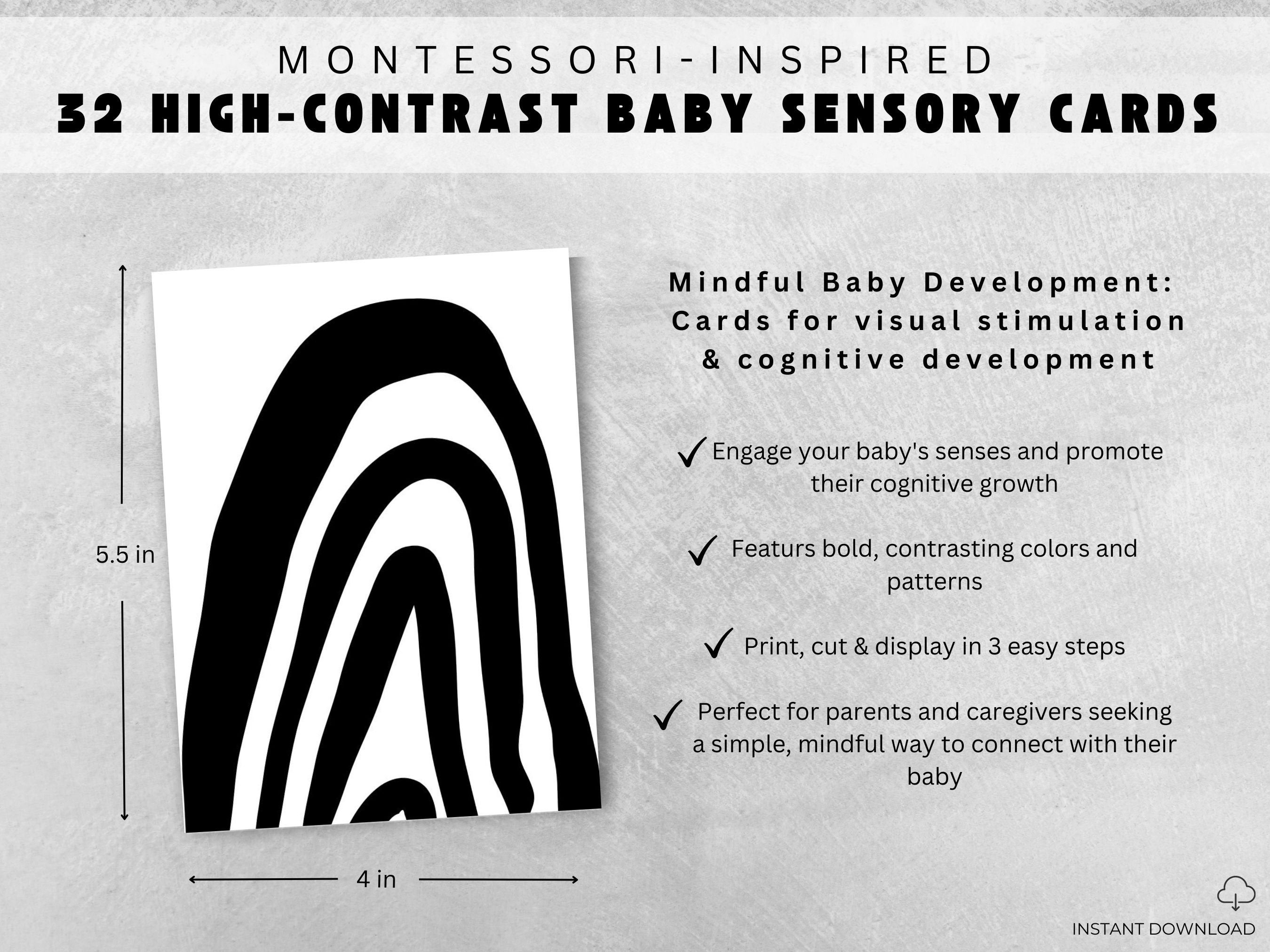 32 High Contrast Baby Cards Bundle Printable Montessori Black and White ...