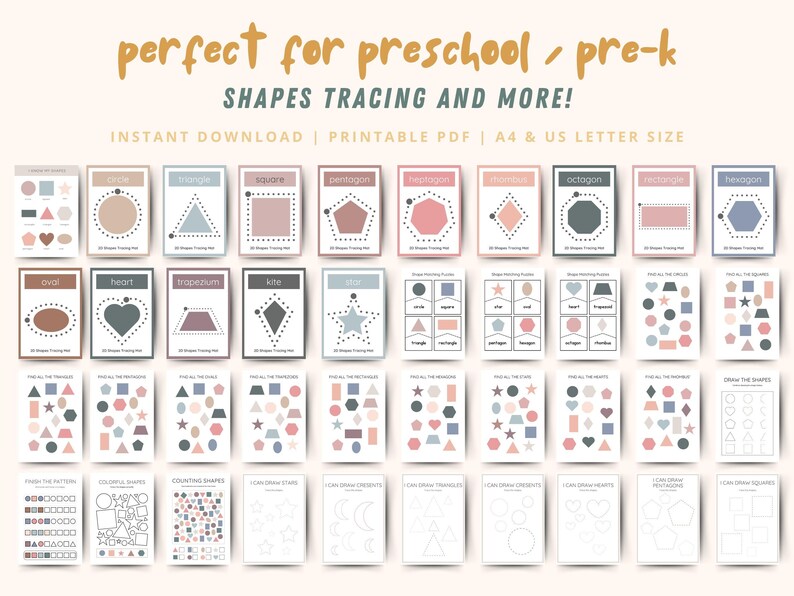 Preschool Shape Tracing, Basic Shape Tracing, Shape Tracing Worksheets ...