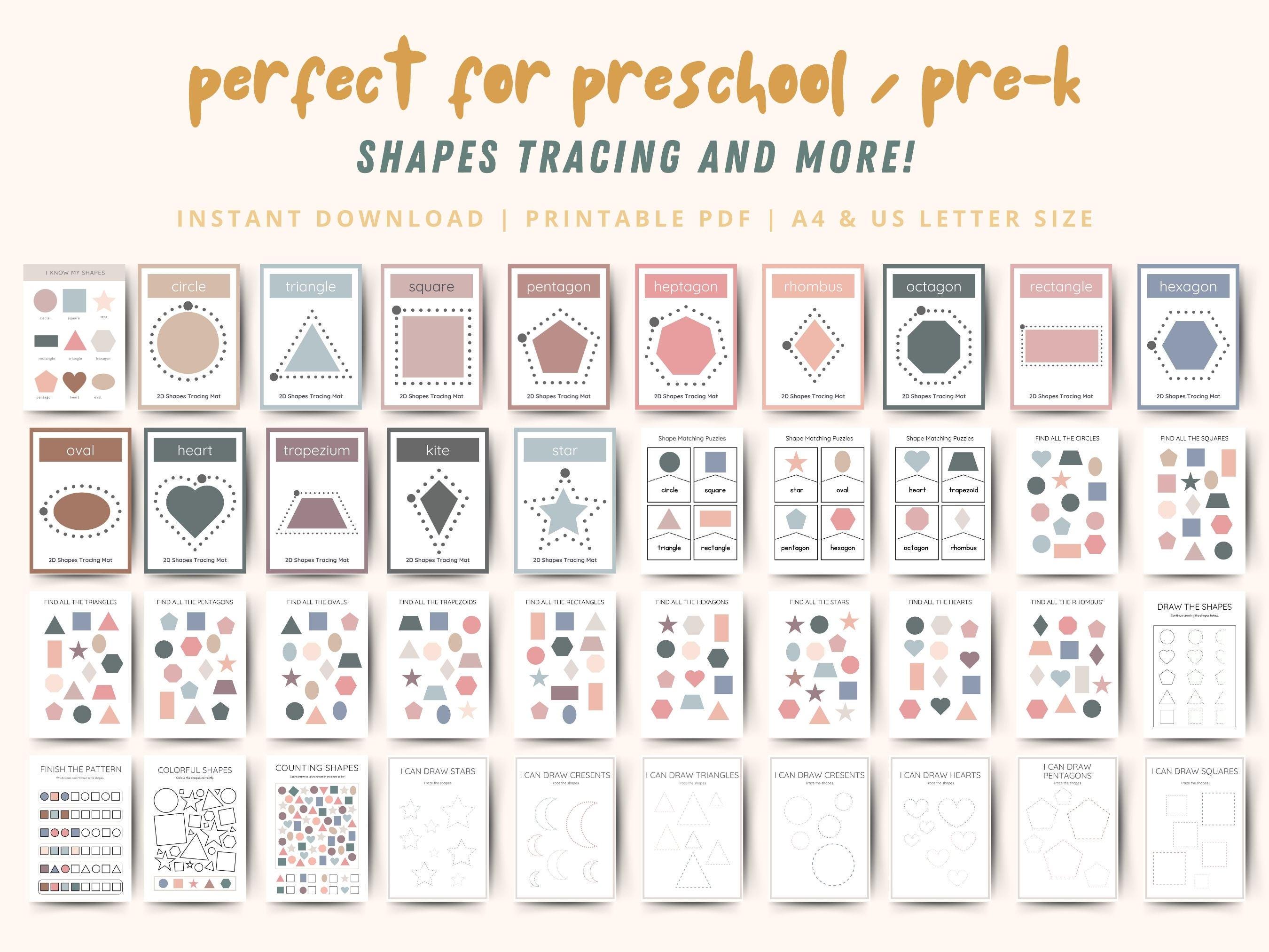 Preschool Shape Tracing, Basic Shape Tracing, Shape Tracing Worksheets ...