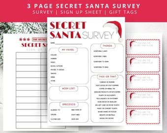 Office Gift Exchange Survey Form, Secret Santa Questionnaire for ...
