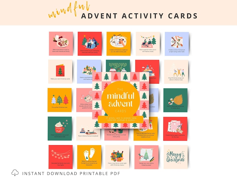25 Printable Advent Cards, Family Kids Advent Printable, Christmas ...