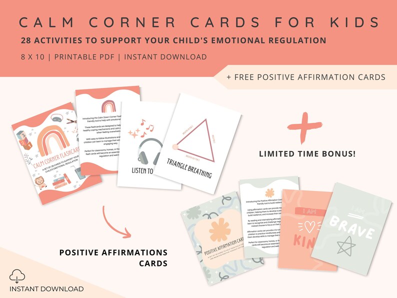 Boho Calming Corner Flashcards, Calming Strategies Flash Cards, Calming ...
