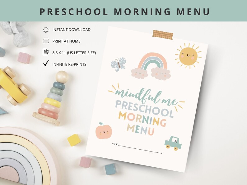 Preschool Morning Menu Printable, Homeschool Preschool, Preschool ...