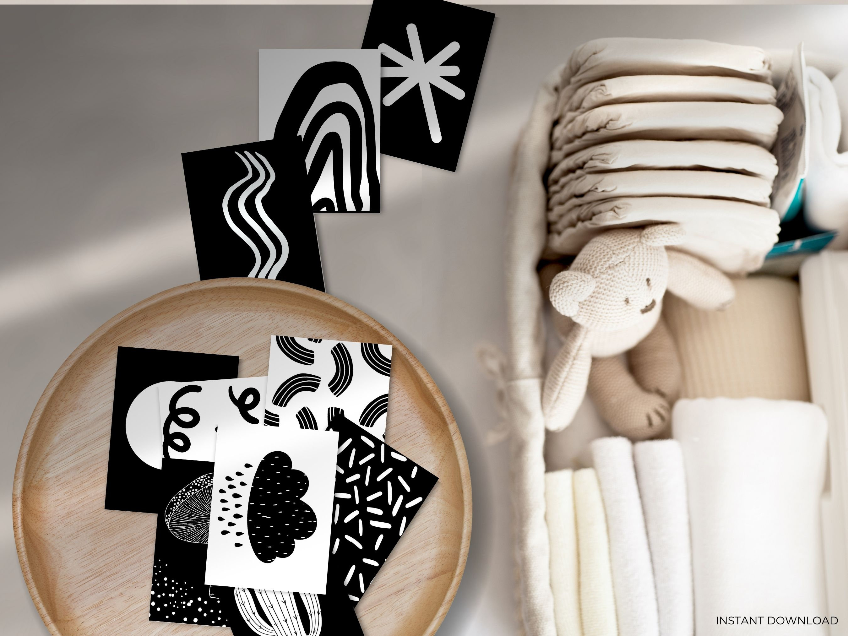 32 High Contrast Baby Cards Bundle Printable Montessori Black and White ...