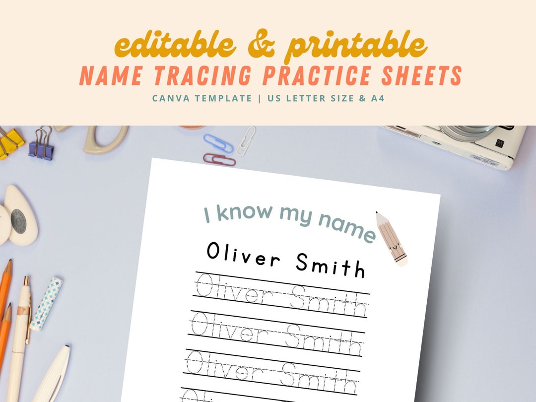 Editable Custom Name Tracing Sheet Personalized Name Tracing Page Prek ...