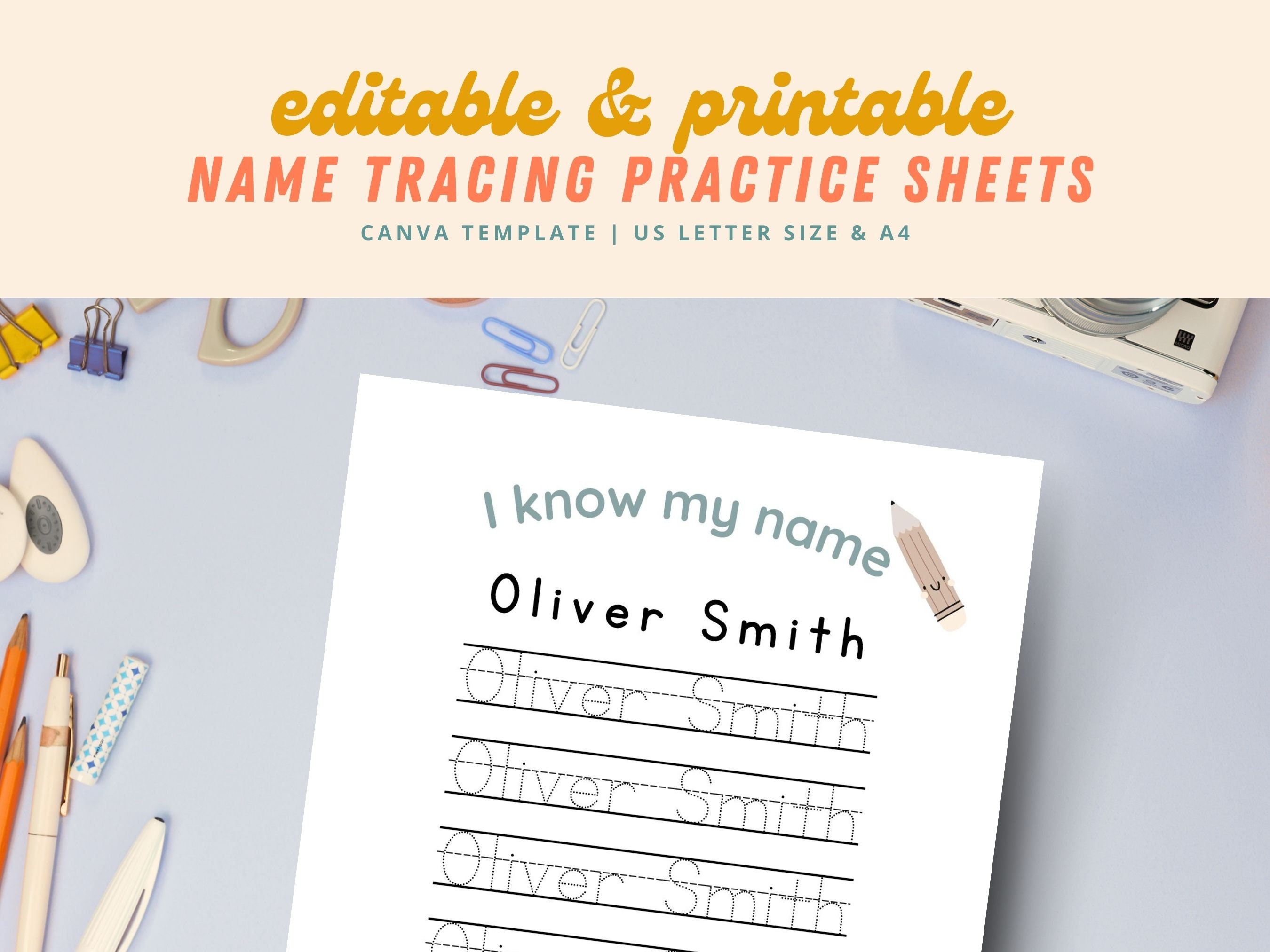 Editable Custom Name Tracing Sheet Personalized Name Tracing Page Prek ...