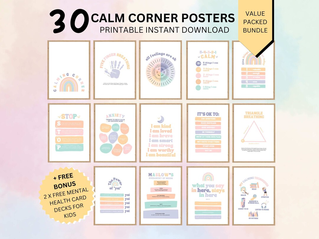 Calming Corner Posters Calm Corner Worksheet Calm Down - Etsy