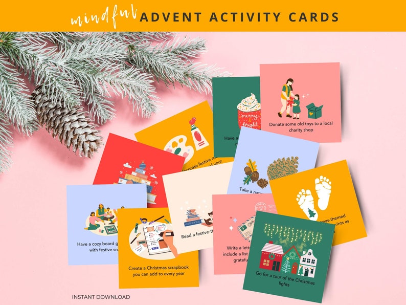 25 Printable Advent Cards, Family Kids Advent Printable, Christmas ...