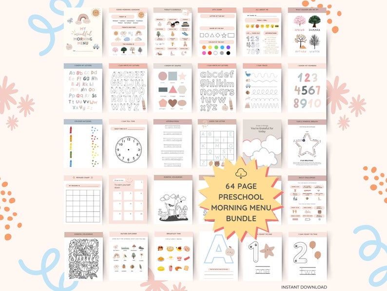 Preschool Morning Menu Printable, Custom Name Tracing Sheet, Homeschool ...