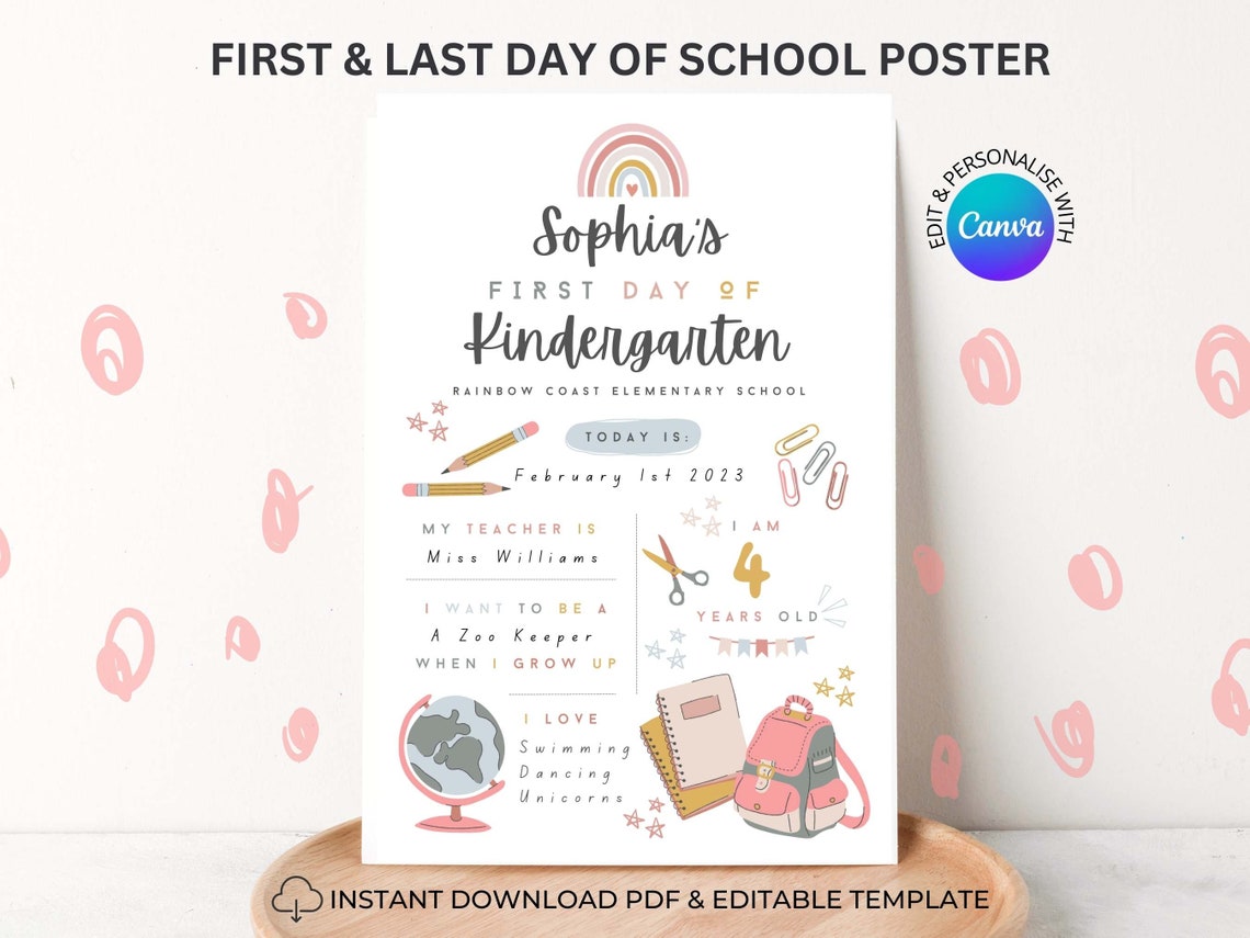 First Day of School Poster Editable First Day of School - Etsy