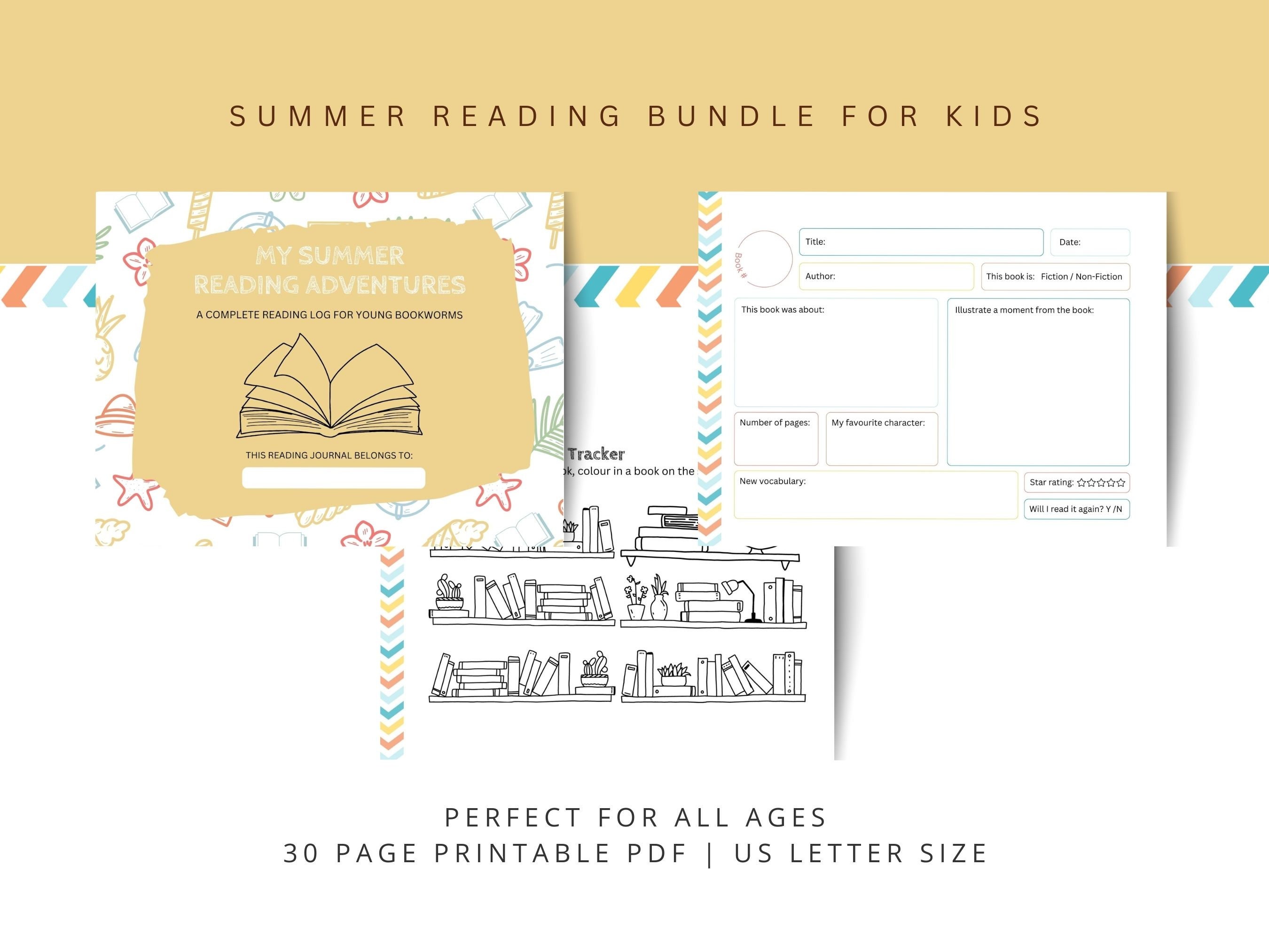 Summer Reading Log Printable, Summer Reading Challenge, Kids Reading ...