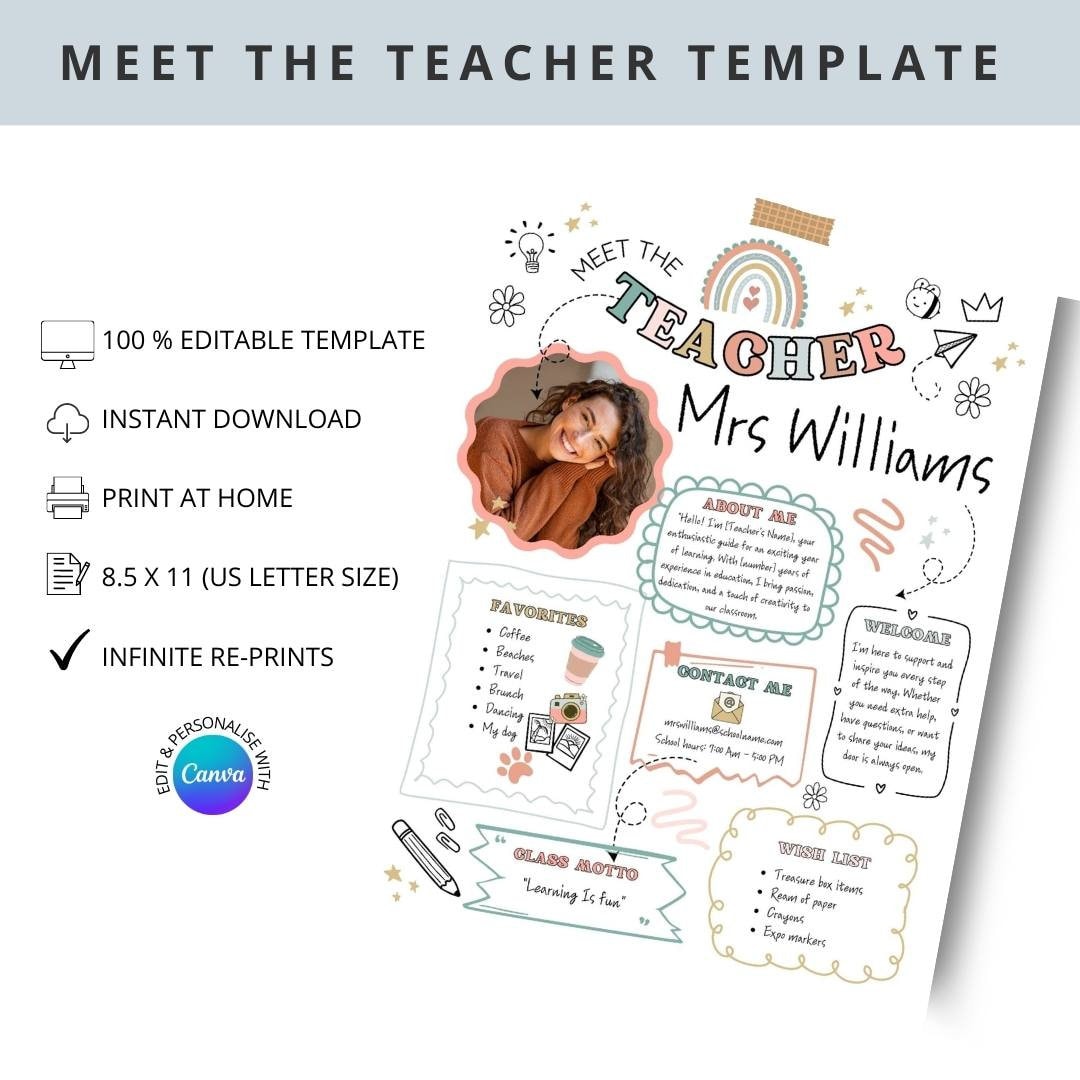 Meet the Teacher Template Back to School Flyer Teacher - Etsy