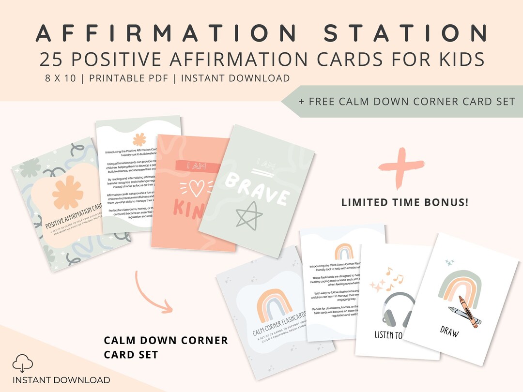 Affirmation Station Cards, Coping Cards, Affirmations Cards, Therapy ...