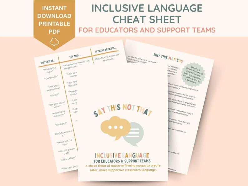 Say This Instead Cheat Sheet, Classroom Management Tool, Classroom ...
