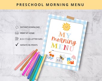 Preschool Morning Menu Printable, Homeschool Preschool, Preschool ...