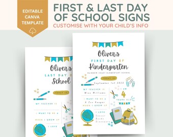 Editable First Day of School Sign Template, Last Day of School ...