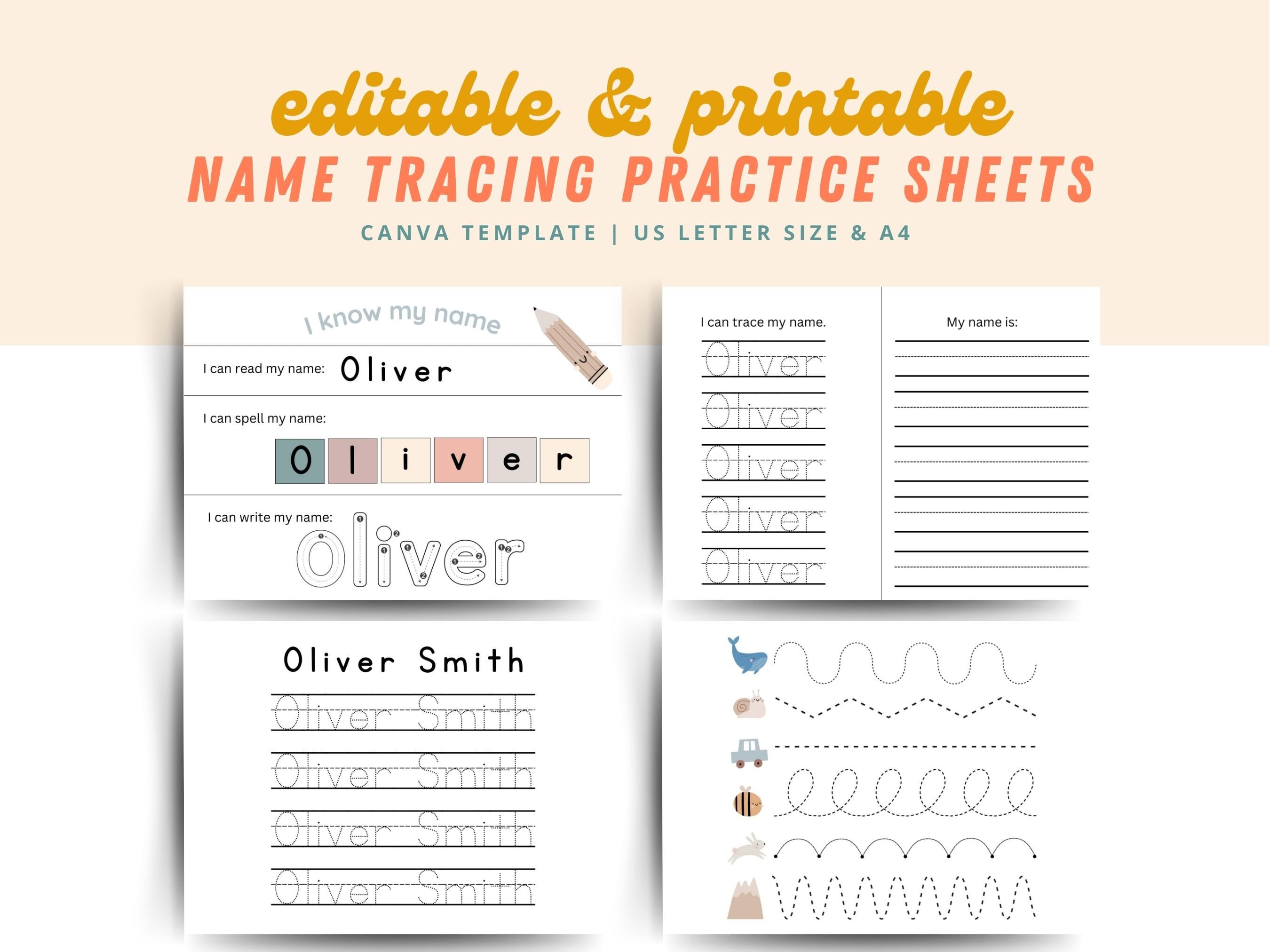 Editable Custom Name Tracing Sheet | Personalized Name Tracing Page ...
