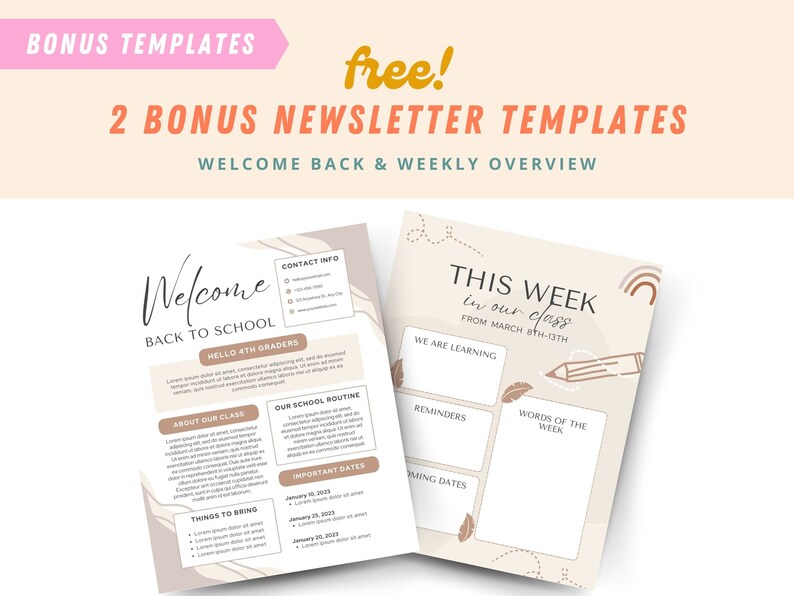 Editable School Newsletter Template, Newsletter Bundle, Monthly ...