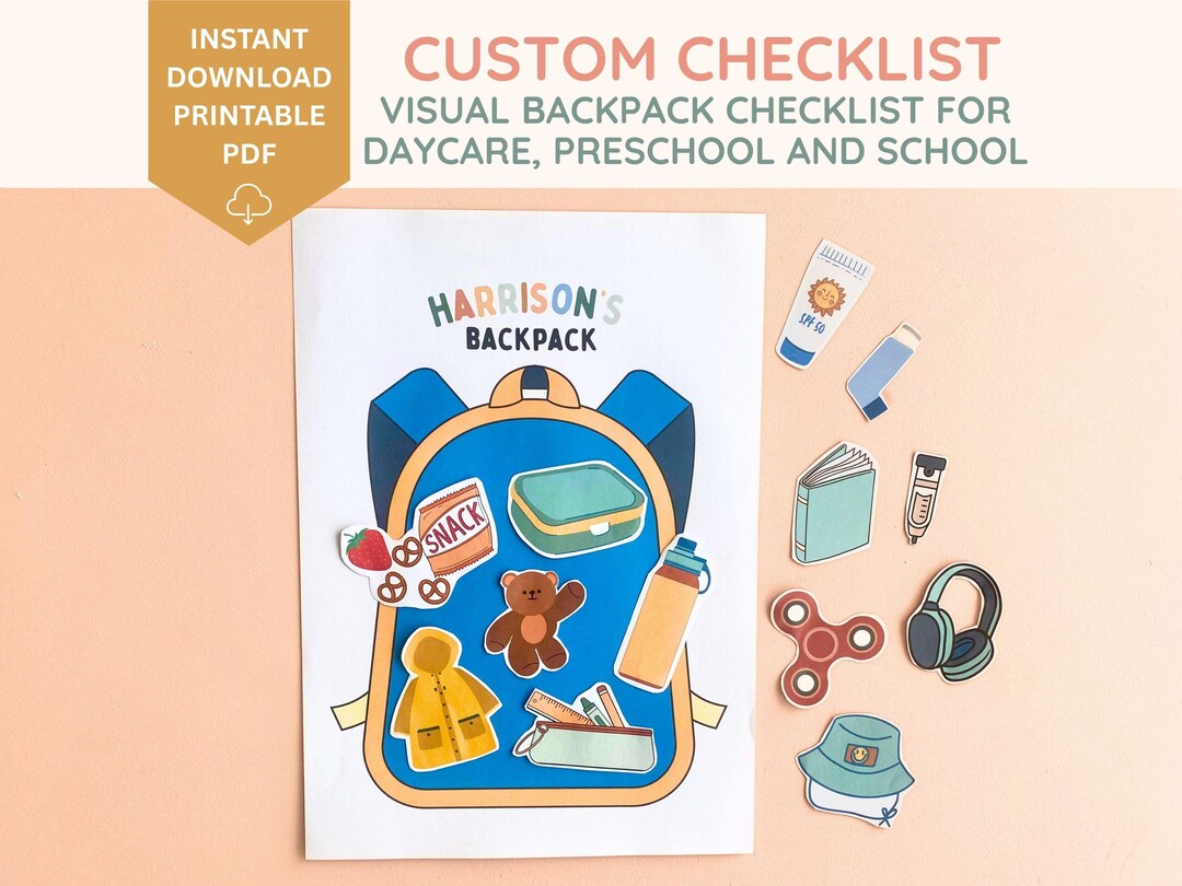 Custom School Bag Checklist, Routine Cards, Custom Chore Chart, Daily ...
