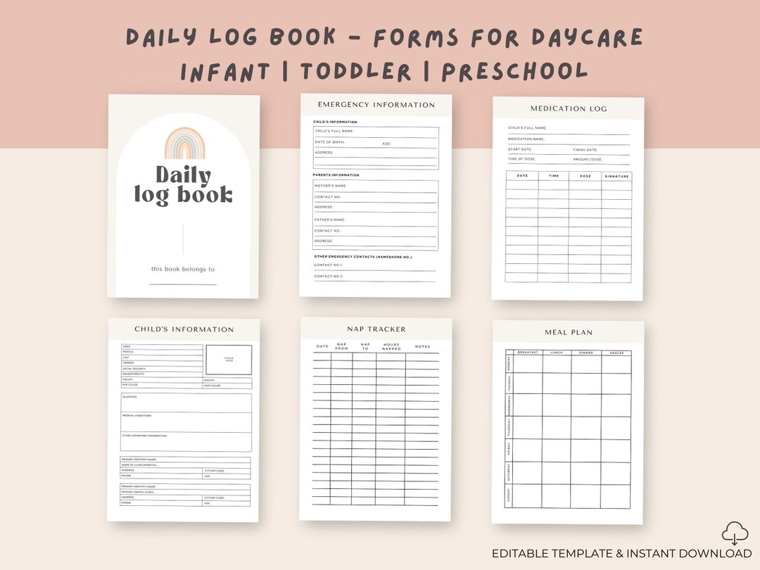 Daily Report Forms for Daycare, Childcare Professionals and Preschool ...