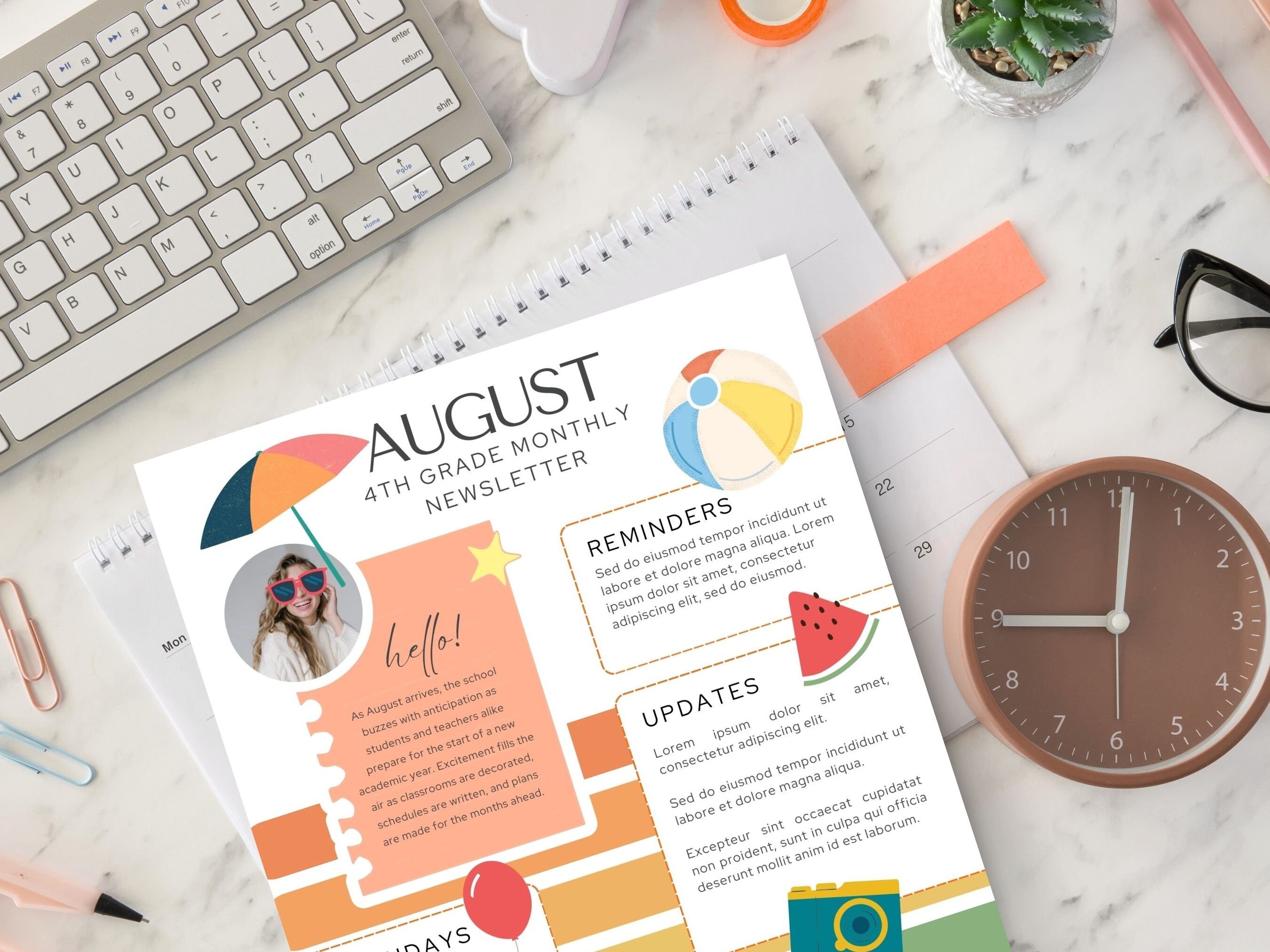 Editable School Newsletter Template, Newsletter Bundle, Monthly ...