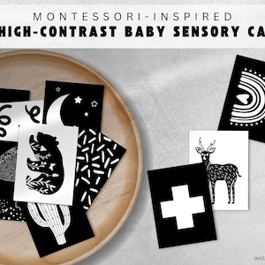 32 High Contrast Baby Cards Bundle Printable Montessori Black and White ...