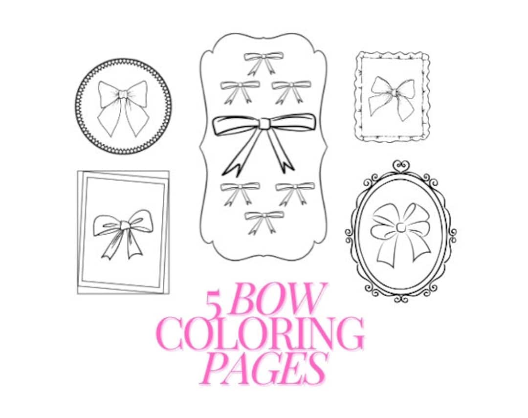 5 Bow Coloring Pages Digital Download Coloring Sheets Easy Coloring ...