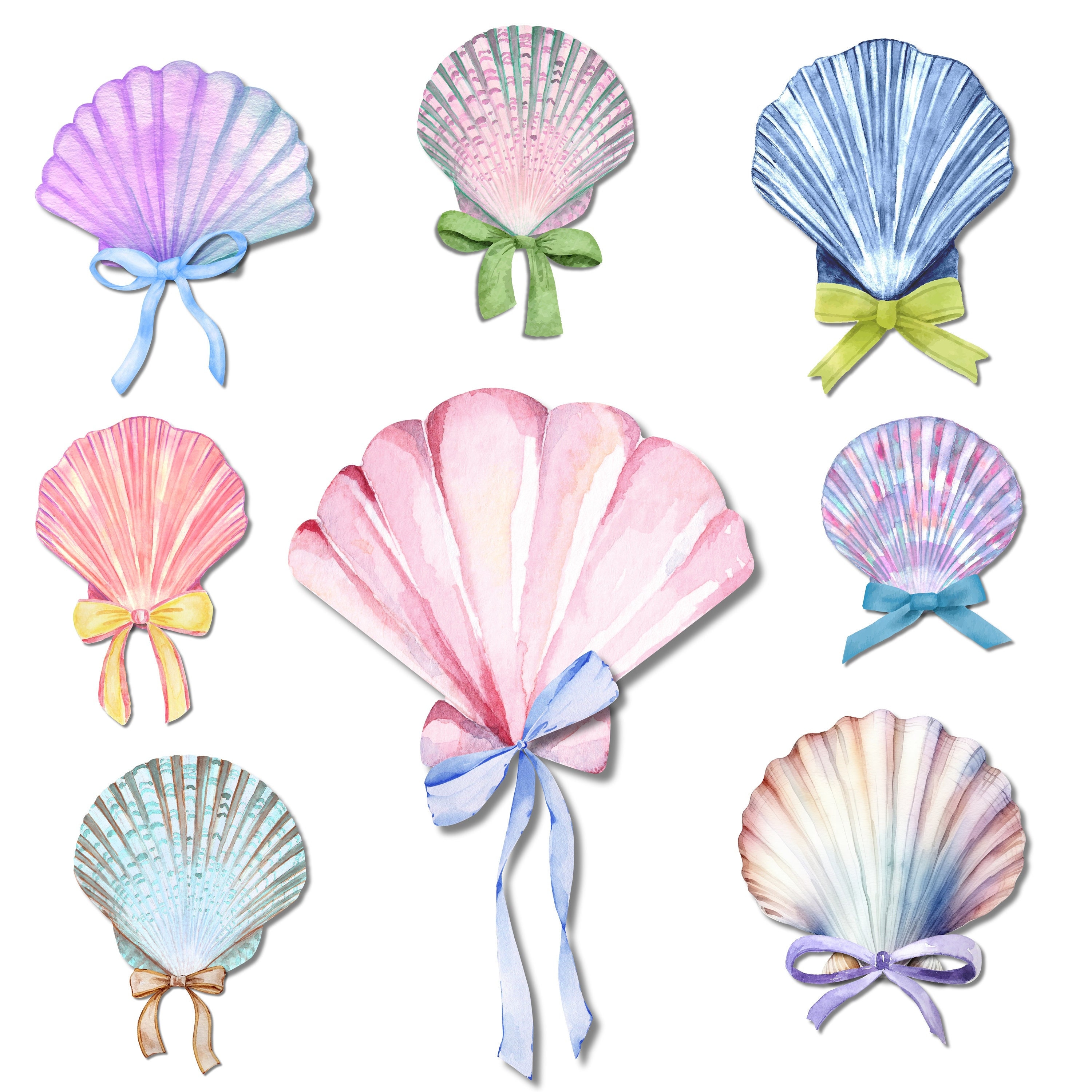 Seashells Bows Digital File Coastal PNG Coquette Download DTF DTG ...