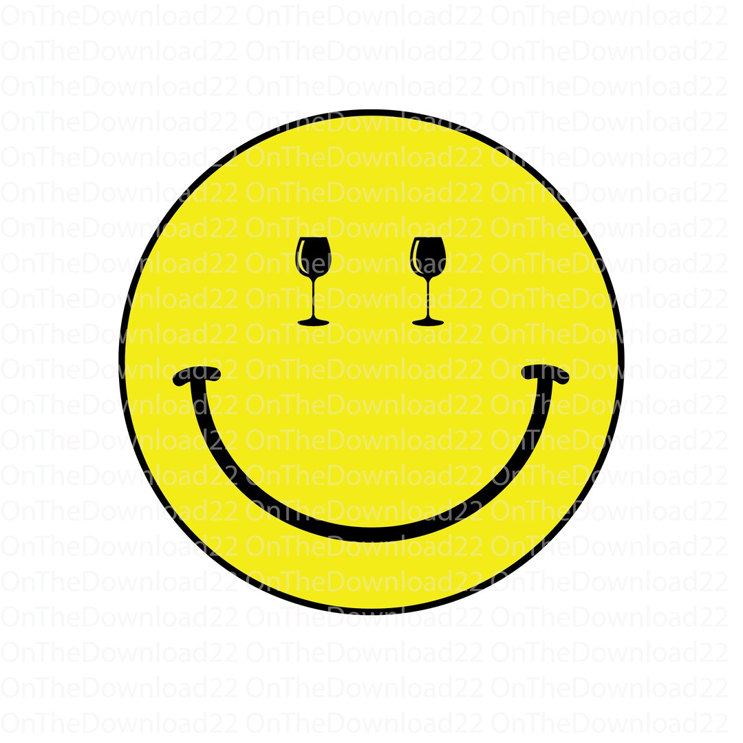 Smiley Face Wine Glasses Digital File smiley Face Wine PNG - Etsy