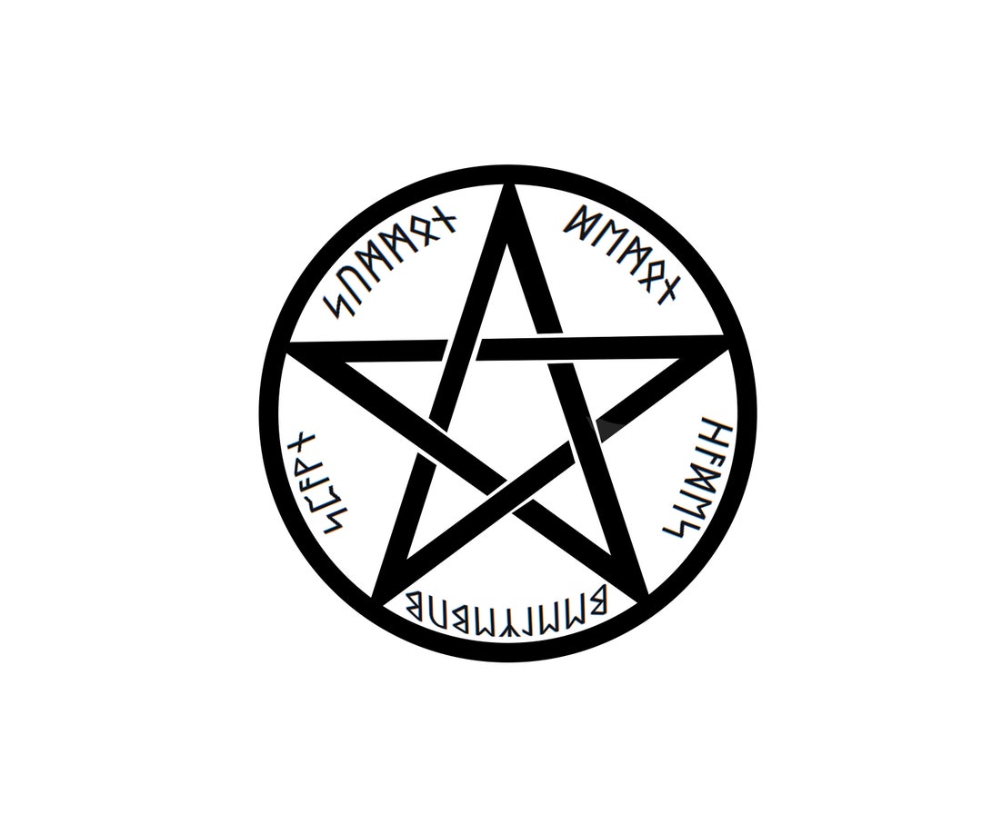 Gothic Pentagram With Runes - Temporary Tattoo - Etsy