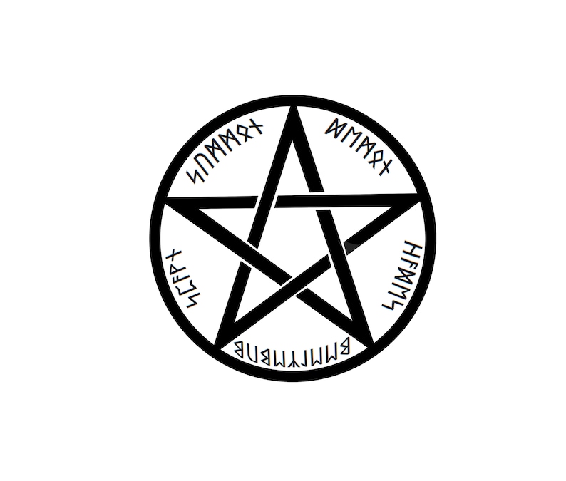 Gothic Pentagram With Runes - Temporary Tattoo - Etsy