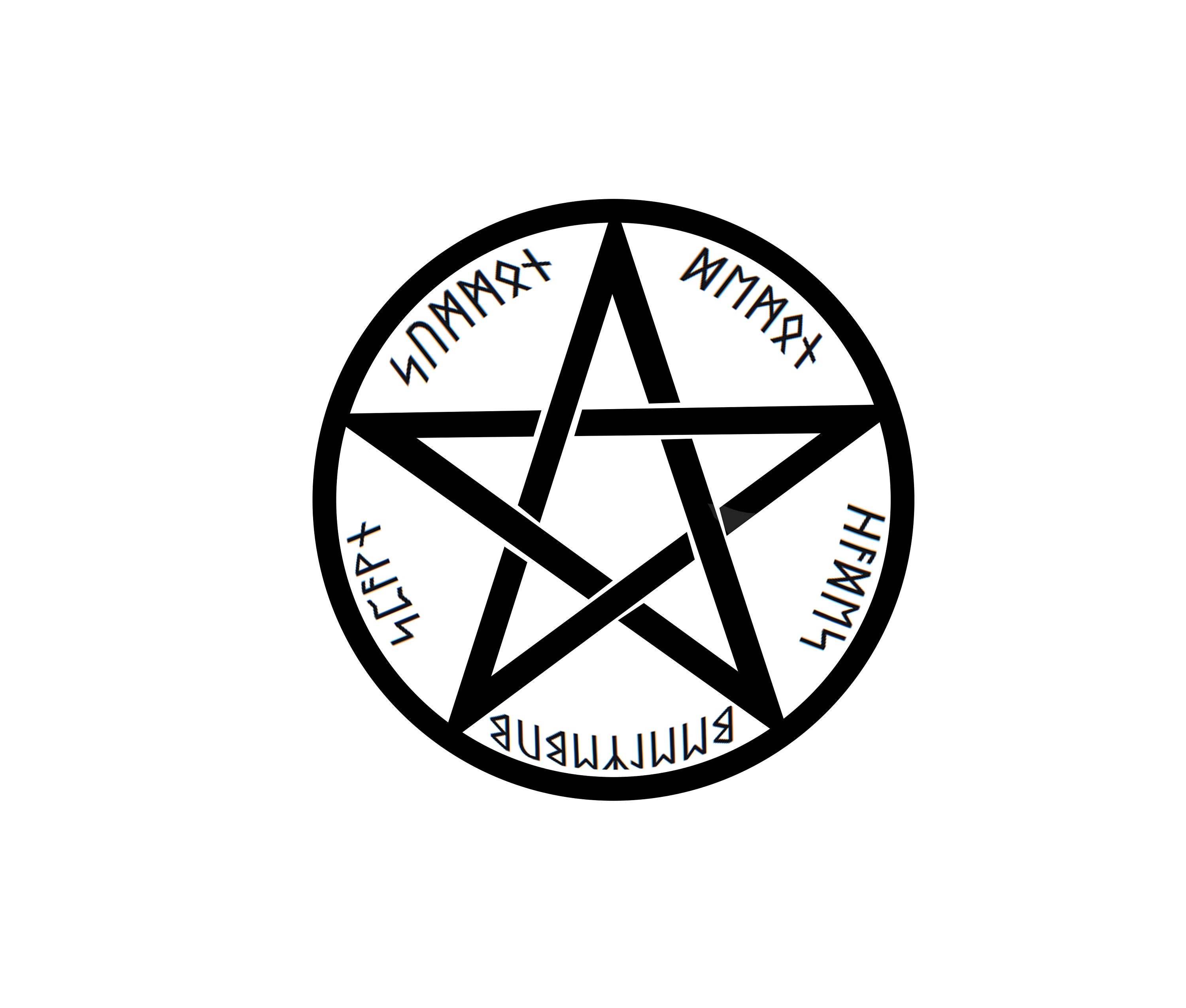 Gothic Pentagram With Runes - Temporary Tattoo - Etsy
