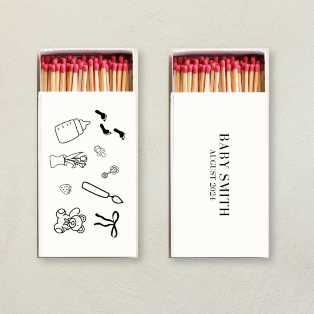 Customizable Baby Shower Matchbox Design, Matchbox Template ...