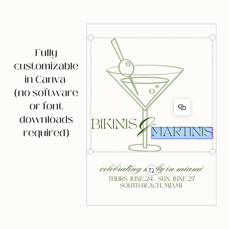 Bikinis & Martinis Bachelorette Itinerary Template Personalized, Custom ...