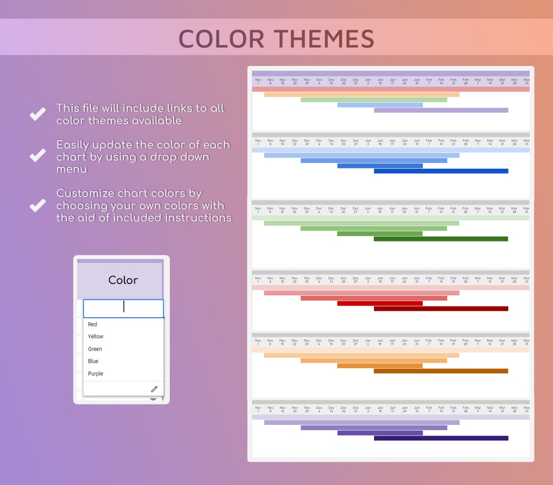 Gantt Chart Automated Project Timeline Task Tracker - Etsy