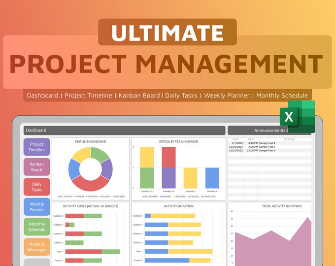 Kanban Board Google Sheets Template | Task Tracker | Project Management | Gantt Chart | to Do ...